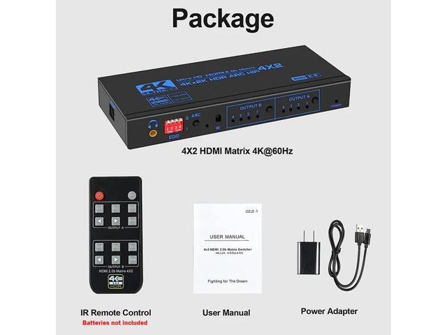 Click here for 4K 60Hz HDMI Matrix 4x2 with Optical & 3.5mm Stere... prices