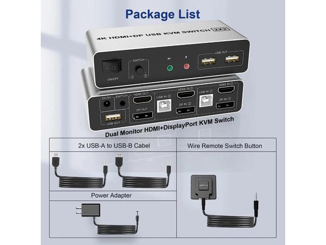Click here for Dual Monitor HDMI DisplayPort KVM Switch 2x2 4K 60... prices