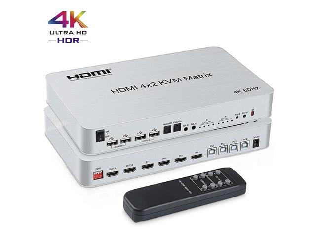 Click here for 4 Port USB HDMI KVM Matrix 4x2 Dual Monitor 4K 60H... prices