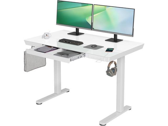 Click here for Glass Standing Desk with Drawers  48 x 24 Inch Ele... prices