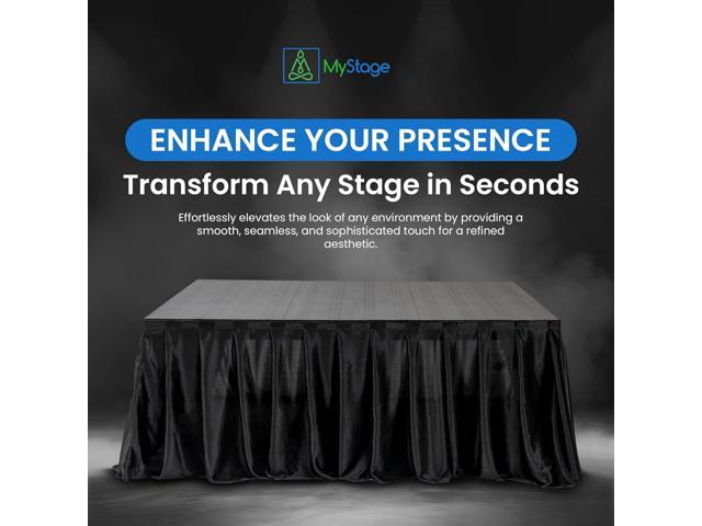Click here for 16 x 28 MyStage Portable Stage Skirt - Black Satin... prices