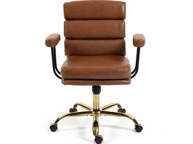 Click here for VANBOW Faux Leather Home Office Desk Chair  Gold B... prices