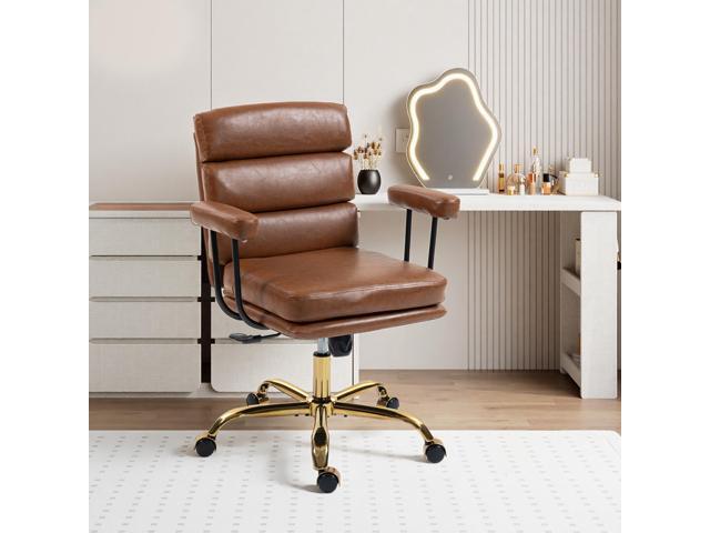 Click here for VANBOW Faux Leather Home Office Desk Chair  Gold B... prices
