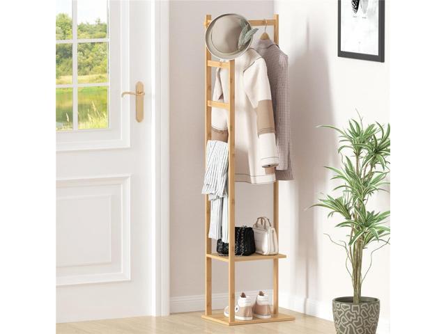 Click here for Bamboo Garment Coat Rack Wooden Clothes Hat Hanger... prices
