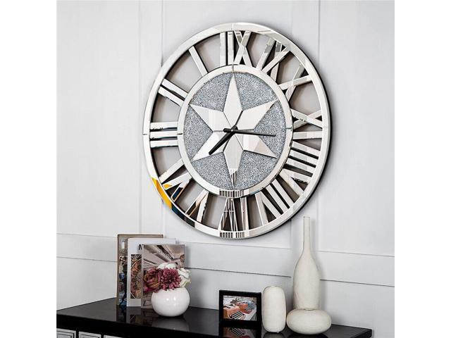 Click here for Luxury Round Wall Crushed Diamond Clock Large Silv... prices