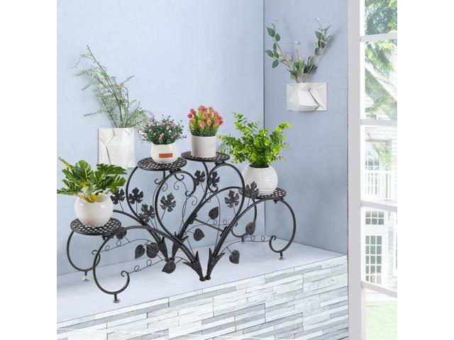Click here for 4 Tier Black Metal Plant Stand Multiple Flower Pot... prices