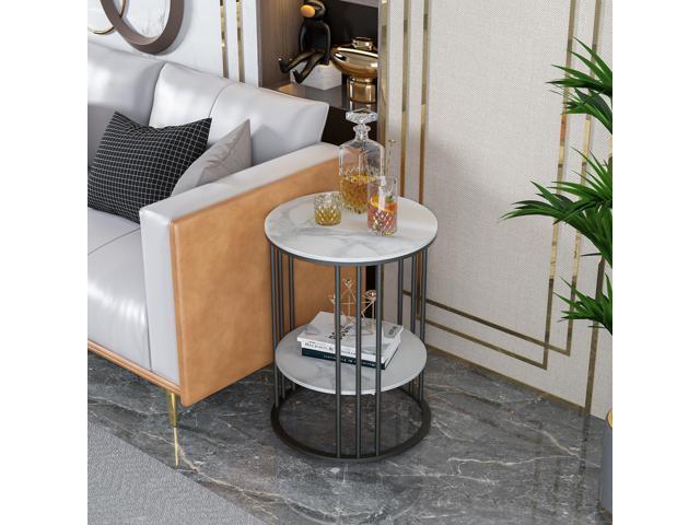 Click here for Charming Marble Round Side Table Gold End Table Mo... prices