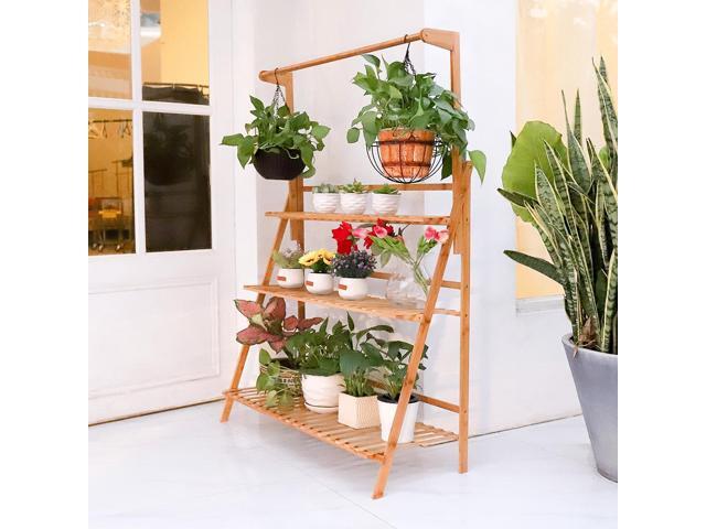 Click here for Natural Bamboo Plant Hanging Stand 3-Tier Wooden F... prices