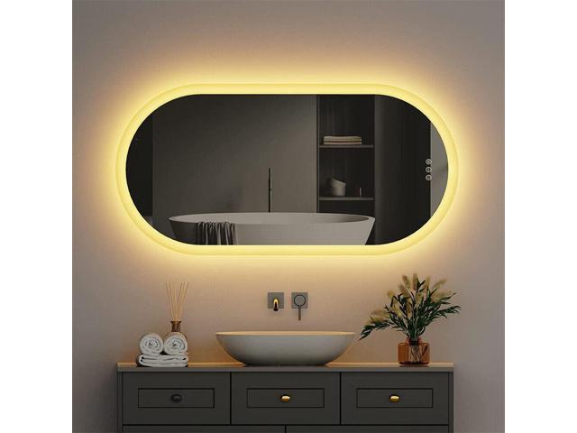 Click here for 48 x 24 Inch Oval LED Smart Bathroom Mirror Anti-F... prices