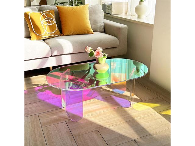 Click here for Rainbow Color Acrylic Side Coffee Table Oval Iride... prices