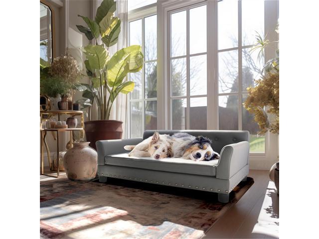Click here for UNHO Large Elevated Dog Sofa Bed Microfiber Leathe... prices
