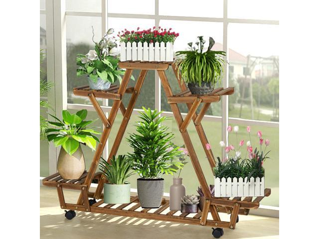 Click here for UNHO Rolling 6 Tier Carbonized Wood Plant Stand Ra... prices