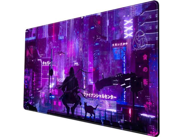 Click here for Anime Neon Mouse Pad Purple City Gaming Desk Big C... prices