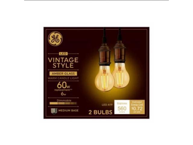 Click here for (2 bulbs) GE 48556 Vintage Style  Amber Glass A19... prices