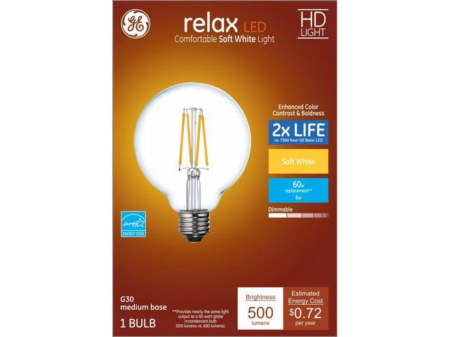 Click here for GE Relax LED G30 Globe  soft white  6 watt  500 lu... prices