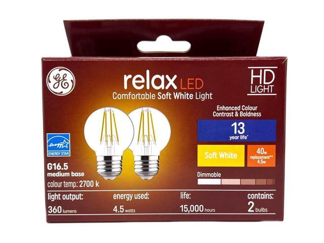 Click here for (2 bulbs) GE relax LED G16.5 Light Bulb  4.5 watts... prices