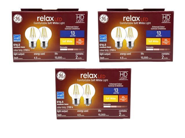 Click here for (6 bulbs) GE relax LED G16.5 Light Bulb  4.5 watts... prices