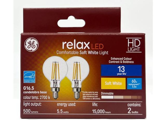 Click here for (2 bulbs) GE relax LED G16.5 Light Bulb  5.5 watts... prices