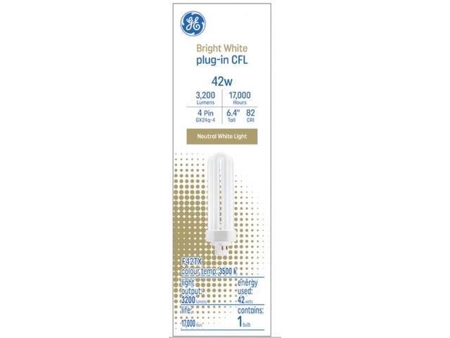 Click here for GE Bright White 42 Watt Plug-in CFL GX24q-4 Base... prices