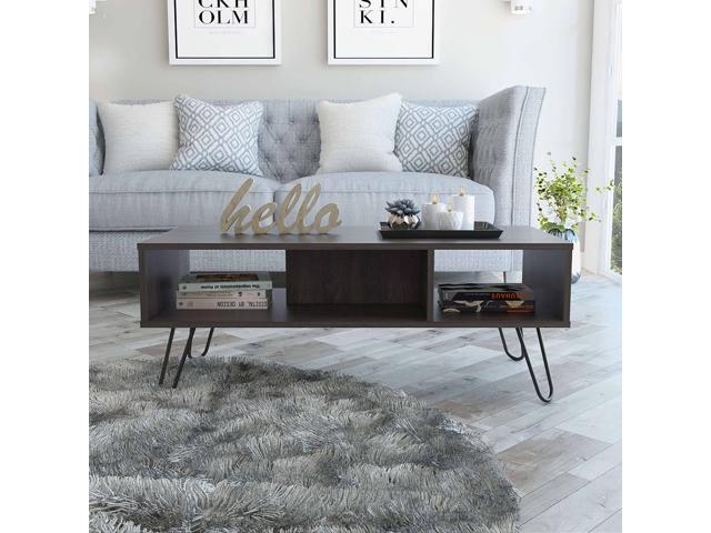 FM FURNITURE Minnesota Charcoal Coffee Table  With 2 Cabinets  Simple And Modern  Carbon Espresso Finish  Made Of Particle Board  Easy To Assamble