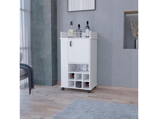 Click here for FM FURNITURE Farson Bar Cart with 2-Side Shelf  6-... prices