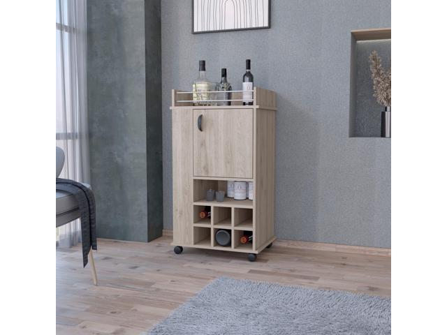 Click here for FM FURNITURE Farson Bar Cart with 2-Side Shelf  6-... prices
