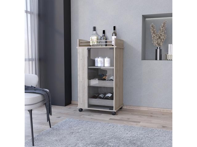 Click here for FM FURNITURE Lusk Bar Cart with 2-Bottle Holder Sh... prices