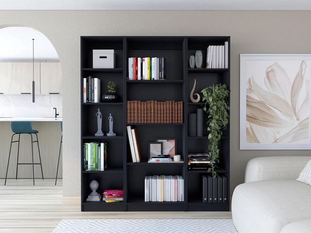 Click here for Elida 3 Piece Living Room Set with 3 Bookcases  Bl... prices