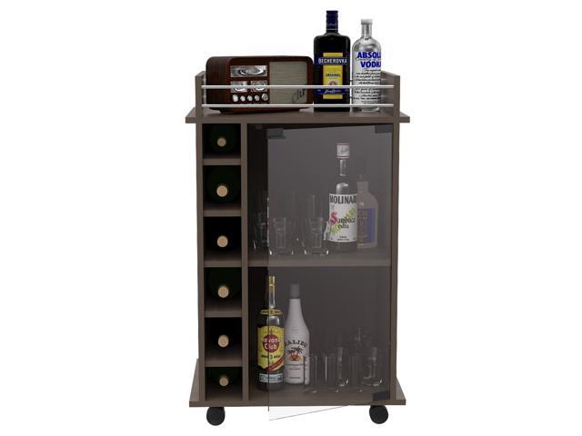 Click here for Vegas Smoky Oak Bar Cart of particle board with a... prices