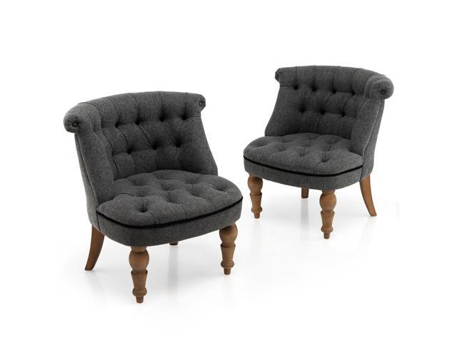 Click here for Set of 2 Upholstered Armless Slipper Chairs with B... prices
