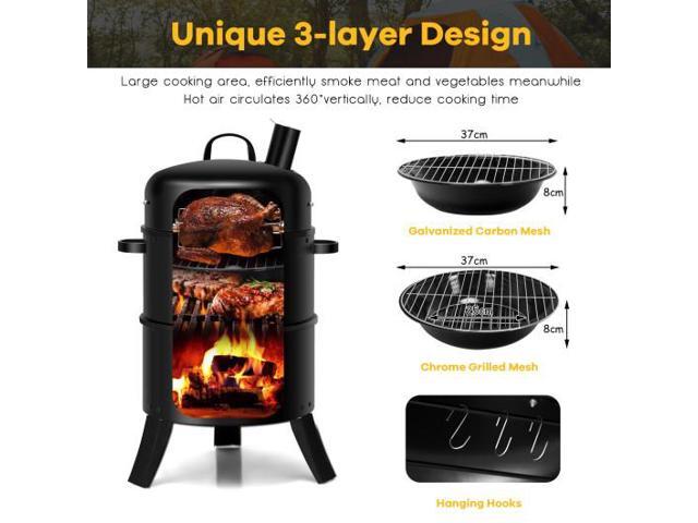 Click here for 3-in-1 Portable Round Charcoal Smoker BBQ Grill Bu... prices