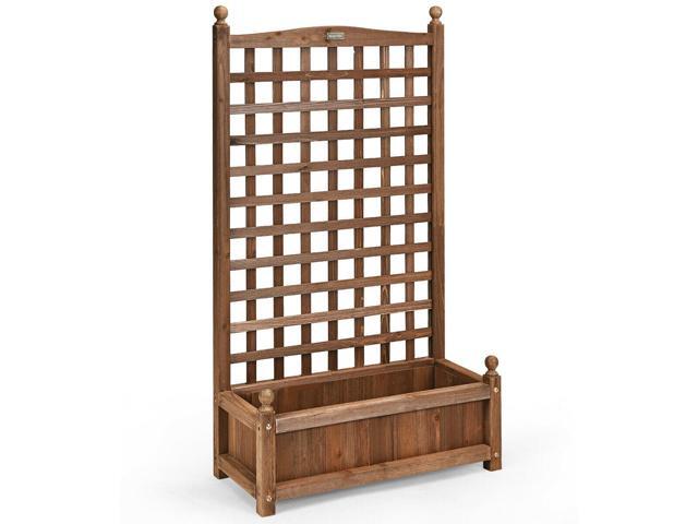 Click here for Solid Free Standing Wood Planter Box with Trellis... prices