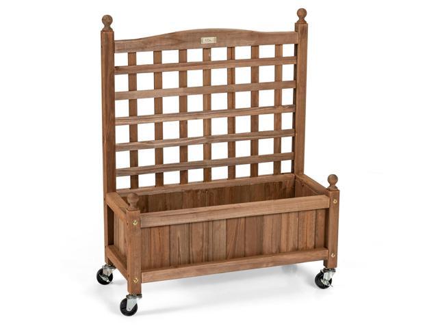 Click here for 32in Wood Planter Box with Trellis Mobile Raised B... prices