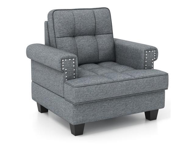 Click here for Mid-century Modern Accent Armchair Tufted Linen Cl... prices