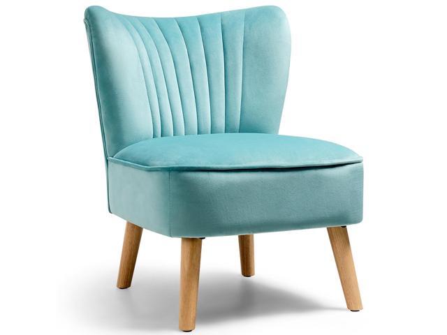 Click here for Modern Armless Velvet Accent Chair with Wood Legs prices