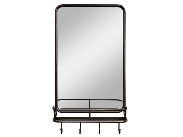 Click here for Wall Bathroom Mirror with Shelf Hooks Sturdy Metal... prices