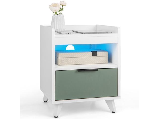 Click here for SlickBlue Modern Nightstand with LED Lights Slidin... prices