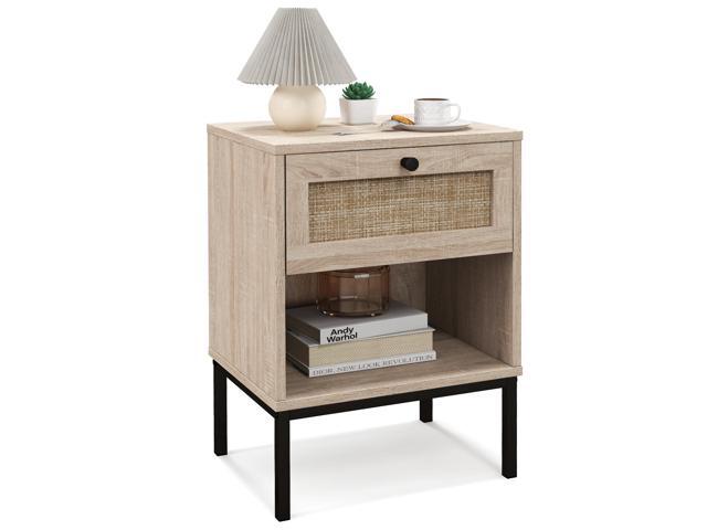 Click here for SlickBlue Rattan Nightstand Boho End Table with Ra... prices
