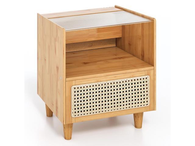 Click here for SlickBlue Bamboo Rattan Nightstand with Drawer and... prices