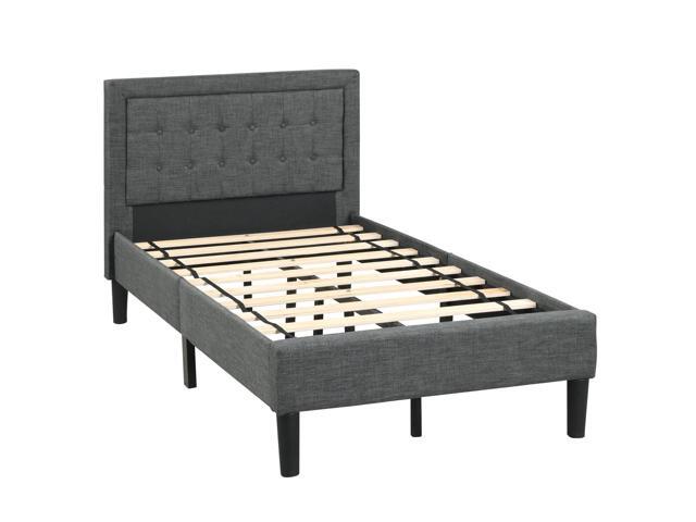 Click here for SlickBlue Twin Size Upholstered Bed Frame with But... prices