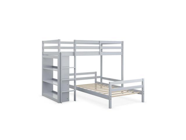 Click here for SlickBlue Twin Over Twin Loft Bunk Bed with Bookca... prices