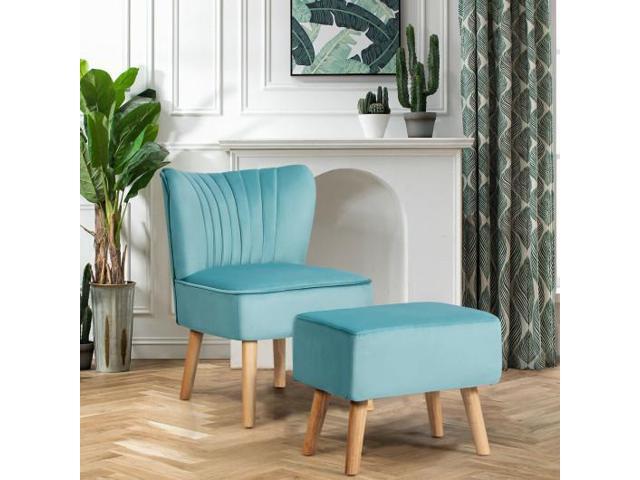 Click here for SlickBlue Leisure Chair and Ottoman Padded Velvet... prices