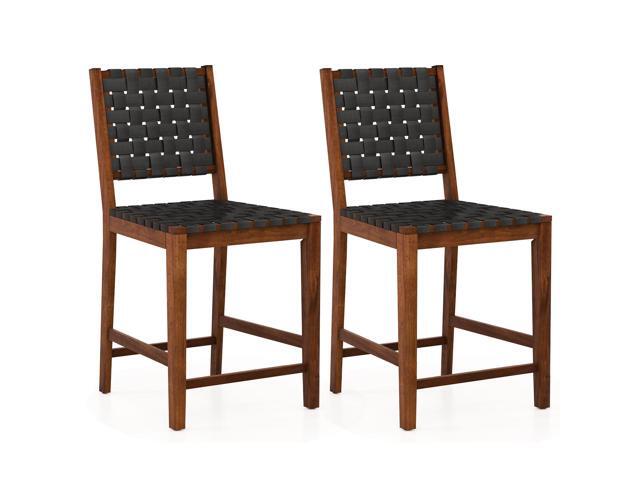 Click here for SlickBlue Set of 2 Woven Bar Stools with Faux PU L... prices
