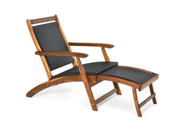 Click here for SlickBlue Patio Rattan Folding Lounge Chair with A... prices