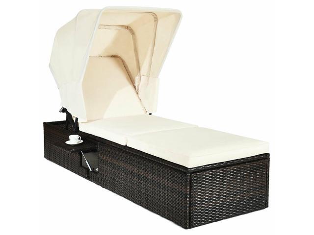 Click here for SlickBlue Chaise Cushioned Top Canopy Patio Rattan... prices