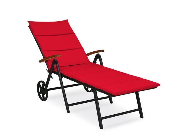Click here for SlickBlue Folding Patio Rattan Lounge Chair with W... prices