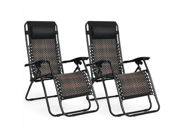 Click here for SlickBlue 2 Pieces Folding Patio Rattan Zero Gravi... prices