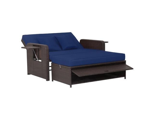 Click here for SlickBlue Patio Rattan Daybed with 4-Level Adjusta... prices