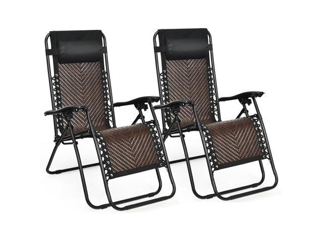 Click here for SlickBlue 2 Pieces Folding Patio Rattan Zero Gravi... prices
