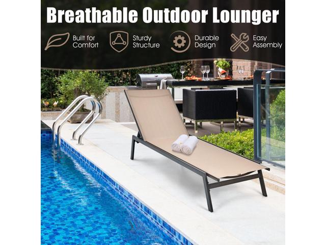 Click here for SlickBlue Outdoor Reclining Chaise Lounge Chair wi... prices
